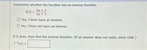 solved determine whether the function has an inverse