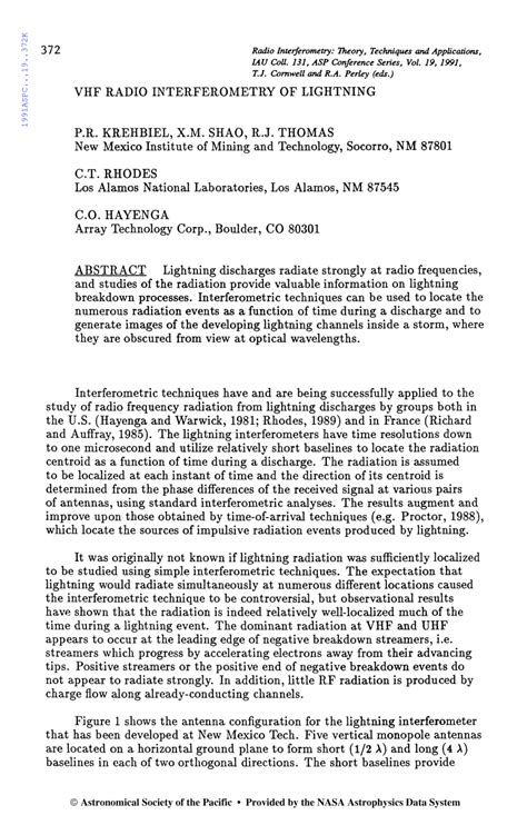 Pdf Vhf Radio Interferometry Of Lightning