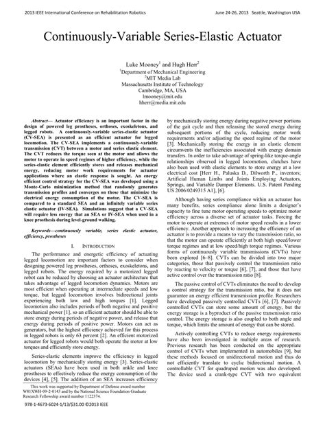 Pdf Continuously Variable Series Elastic Actuator