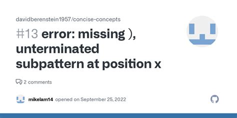 Error Missing Unterminated Subpattern At Position X · Issue 13