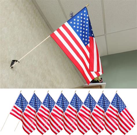 Newwiee 8 Pcs 16 X 24 Inch Large American Flag With 42