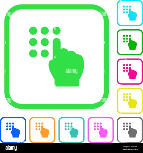 typing security code vivid colored flat icons in curved borders on
