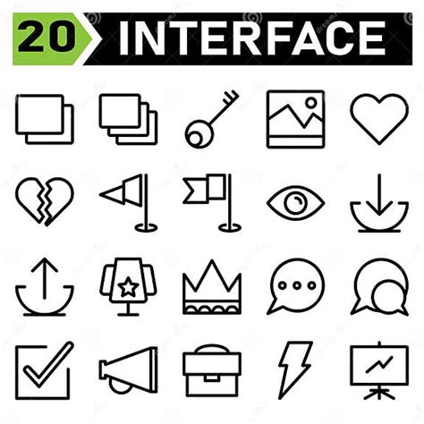 Web Interface Icon Set Include Layer Web App Add Stack Server Key Keyword Security