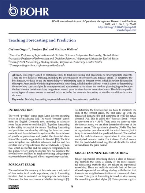 Teaching Forecasting And Prediction Pdf Forecasting Regression