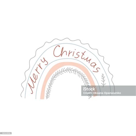 낙서 스타일의 겨울 문자 장식 무지개 축제 크리스마스와 새해를위한 간단한 장식 흰색 배경에서 격리된 벡터 그림입니다 겨울에 대한 스톡 벡터 아트 및 기타 이미지 Istock