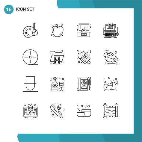 set of 16 modern ui icons symbols signs for gadgets devices