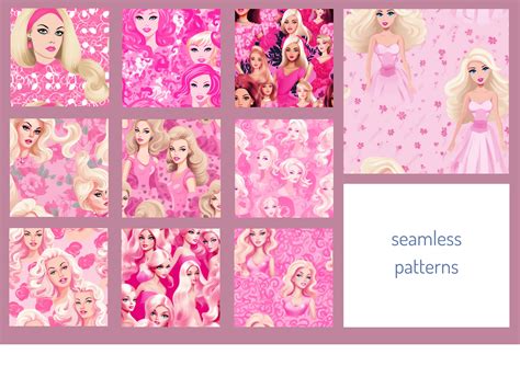 Barbie Inspired Seamless Patterns 10 Designs 12x12 Inch 300 Dpi