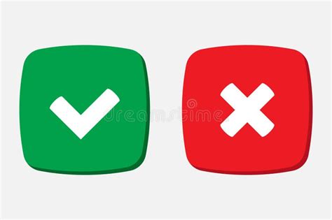 Green Tick And Red Cross Checkmarks In Flat Icons Yes Or No Symbol