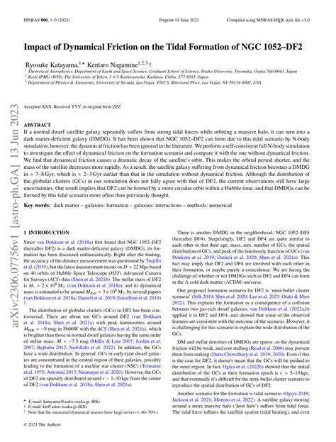 Pdf Impact Of Dynamical Friction On The Tidal Formation Of Ngc 1052 Df2