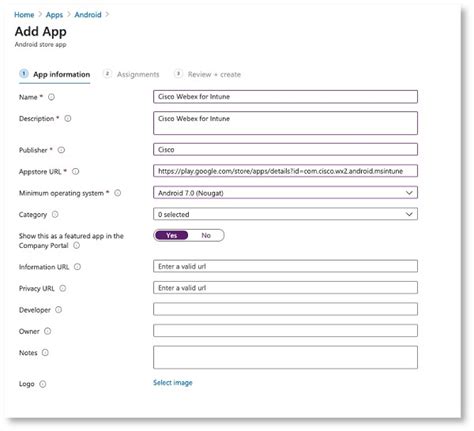 Webex App Installation With Microsoft Intune