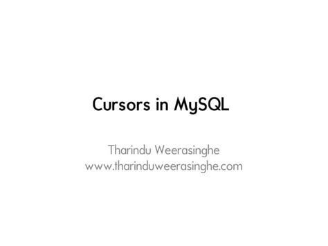 Cursors In Mysql Pdf