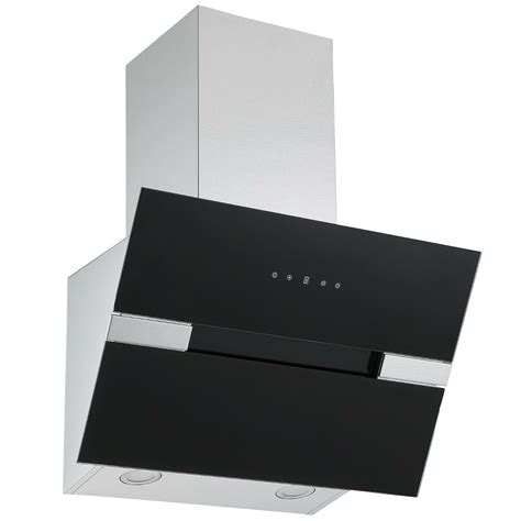 Cookology 60cm Black Angled Extractor Fan Designer Chimney Cooker Hood