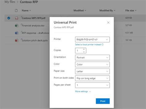 microsoft s universal print now supported in onedrive on the web