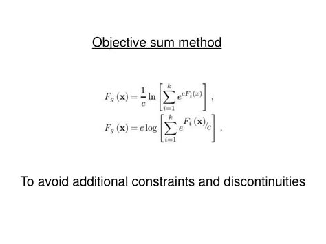Ppt Multiple Objective Function Optimization Powerpoint Presentation