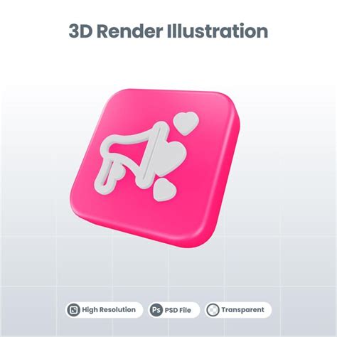 Ui Ux 웹 모바일 앱 소셜 미디어 프로모션을 위한 메시지 아이콘이 있는 3d 렌더링 발렌타인 프리미엄 Psd 파일