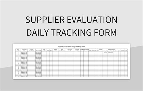 Supplier Evaluation Template Excel