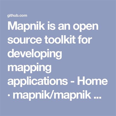 Mapnik Is An Open Source Toolkit For Developing Mapping Applications Home Mapnik Mapnik Wiki