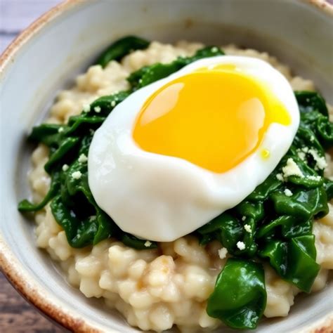 Savory Oatmeal With Spinach And Poached Egg Recipe Cookaifood