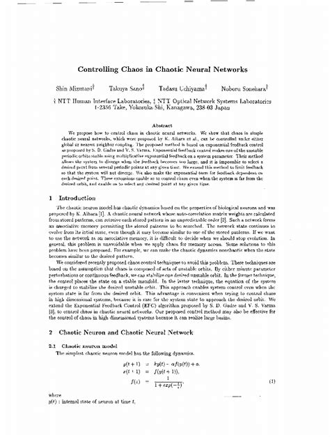 controlling chaos in chaotic neural networks ieee conference