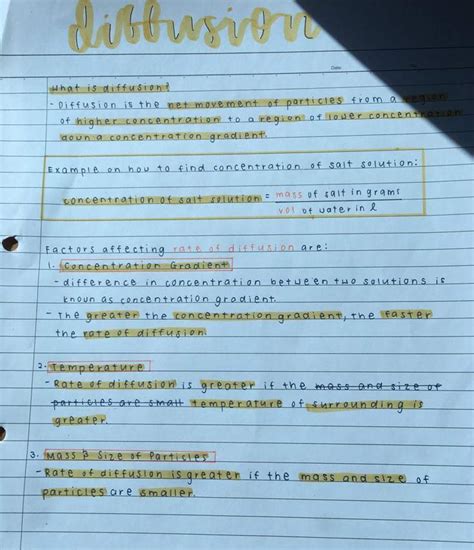 Diffusion Osmosis Notes Studying Amino Amino