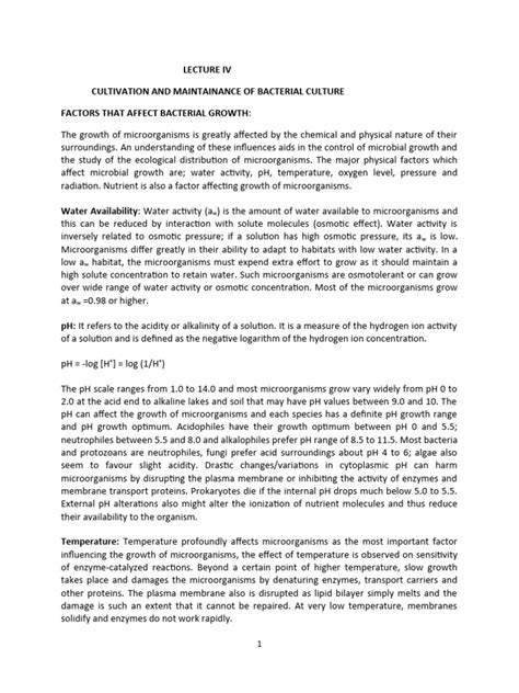 Lecture Iv Pdf Growth Medium Bacteria