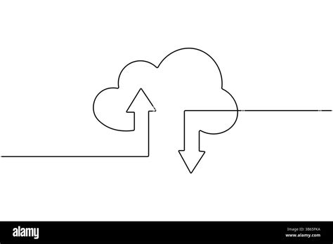 Cloud Storage Icon One Line Drawing Minimalist Outline Vector Illustration Isolated On White