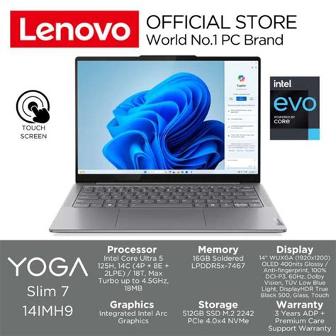 Promo Laptop Lenovo Yoga Slim 7 14imh9 Oled Touch Core Ultra 5 16gb 512gb 83cv0005id Luna Grey
