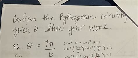 Solved Condirm The Pythagorean Theorem Identity Give θ ﻿show