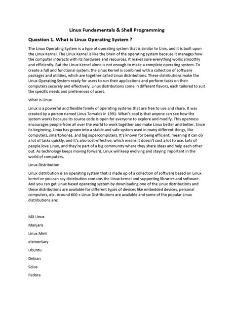 Linux Fundamentals And Shell Programmin Pdf Linux Operating System