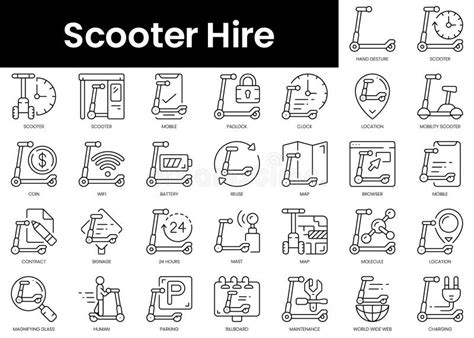 Set of Outline Public Administration Icons. Minimalist Thin Linear Web ...