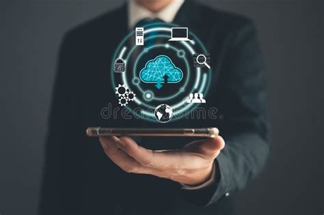 Hand Touch Cloud Computing Diagram Show On Handdata Storage Stock Image Image Of Data