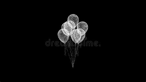 3d Balloons Rotates On Black Bg Object Dissolved White Flickering Particles 60 Fps Stock