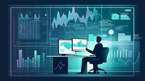 Premium Ai Image A Man Working At A Computer With A Graph On The Top