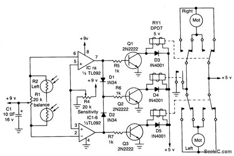 light seeking robot basic circuit circuit diagram