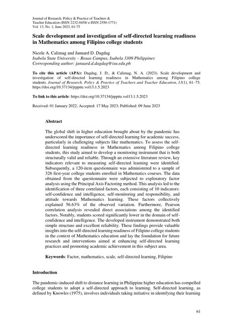 Pdf Scale Development And Investigation Of Self Directed Learning Readiness In Mathematics