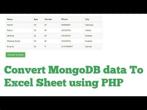 How To Export MongoDB Data To EXCEL In PHP Php Spreadsheet Advance
