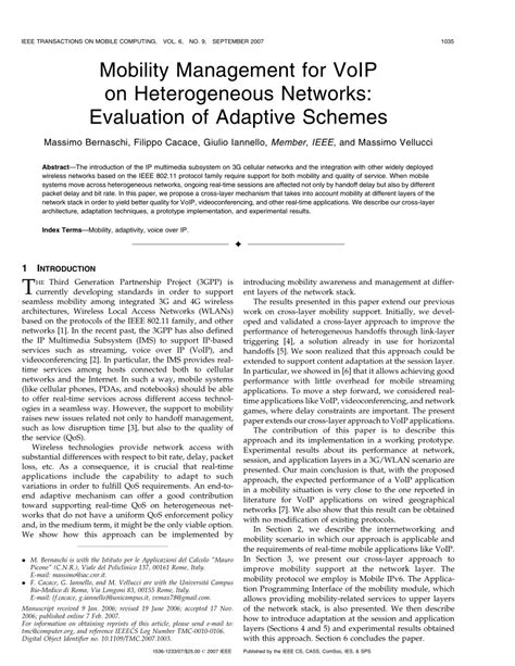 Pdf Mobility Management For Voip On Heterogeneous Networks