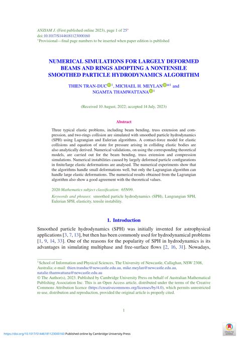 Pdf Numerical Simulations For Largely Deformed Beams And Rings Adopting A Nontensile Smoothed