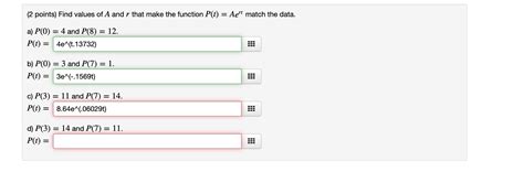 Solved Points Find Values Of A And R That Make The Chegg