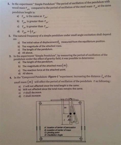Solved In The Experiment Simple Pendulum The Period Of Chegg
