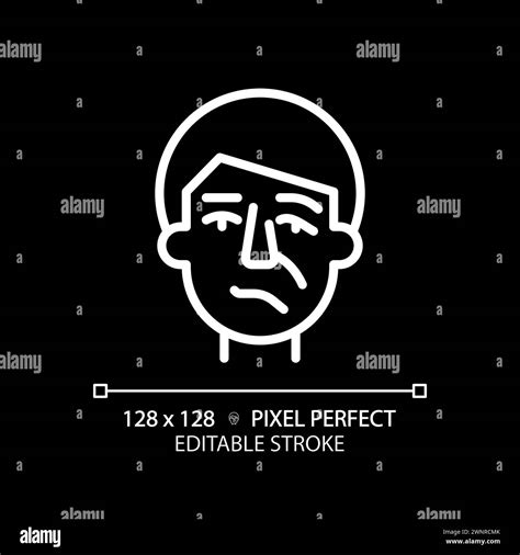 Facial Nerve Paralysis White Linear Icon For Dark Theme Stock Vector