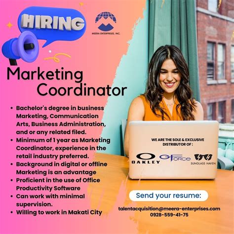 Hiring Marketingcoordinator Marketing Job Opportunity Meera