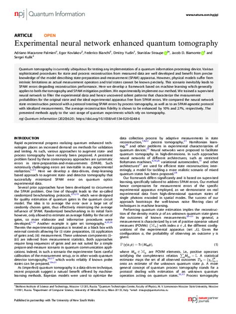 Pdf Experimental Neural Network Enhanced Quantum Tomography