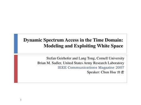 Ppt Dynamic Spectrum Access In The Time Domain Modeling And