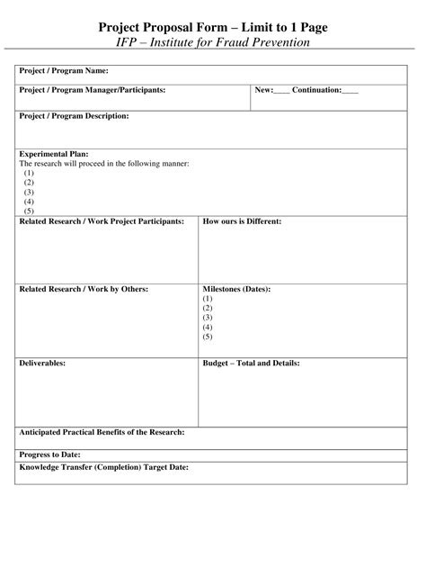 Project Proposal Template Institute For Fraud Prevention Download Printable PDF Templateroller