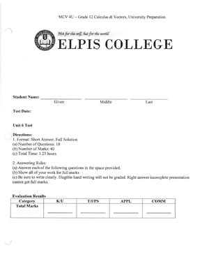 MCV4U Final Exam MCV4U Studocu