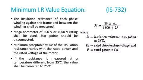 Concept Of Insulation Resistance And Polarization Index Pptx
