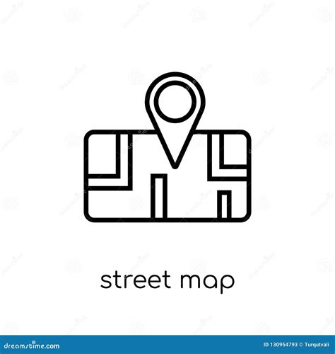 Street Map Icon Trendy Modern Flat Linear Vector Street Map Icon On