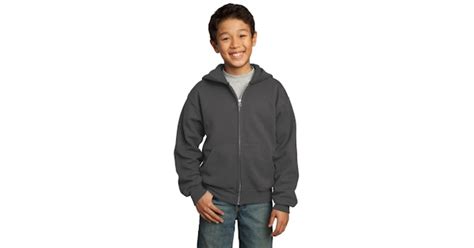 Port And Company Youth Core Fleece Full Zip Hoodie Pc90 Yzh Charcoal Jiffy