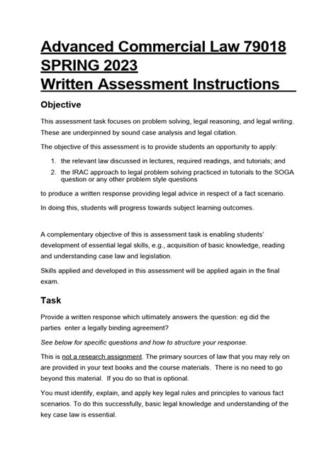 Written Assessment Instructions 2023 Version 2 Pdf Citation Knowledge